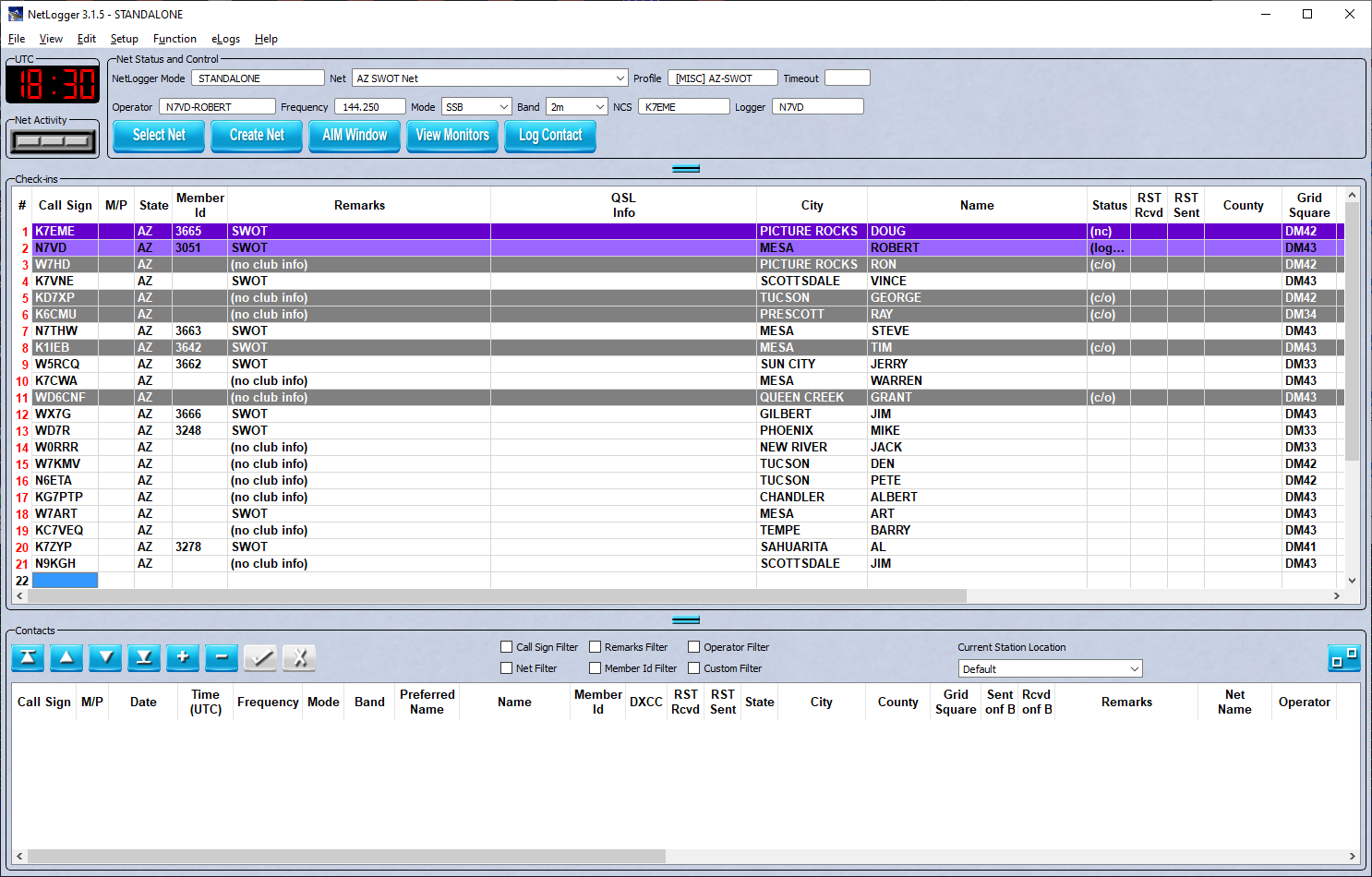 NetLogger – Arizona Side Winders On Two Net